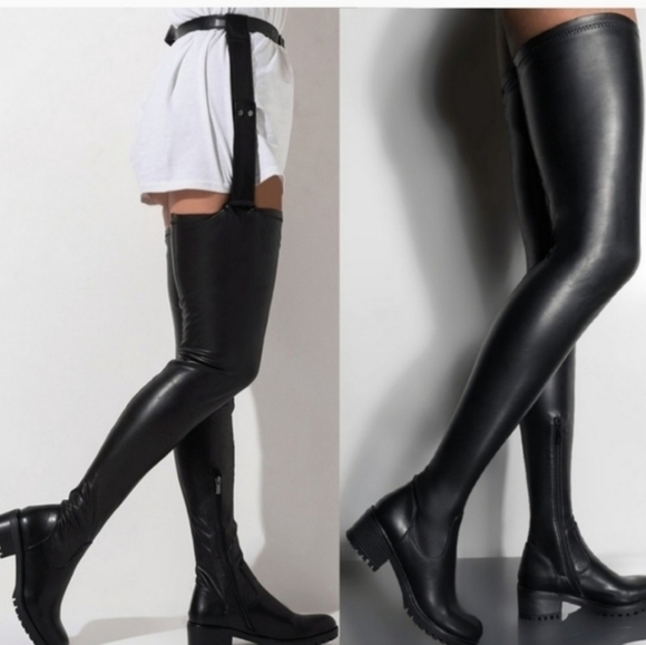 Shoes | Super High Thigh Low Heel Boots 7cm Height | Poshmark